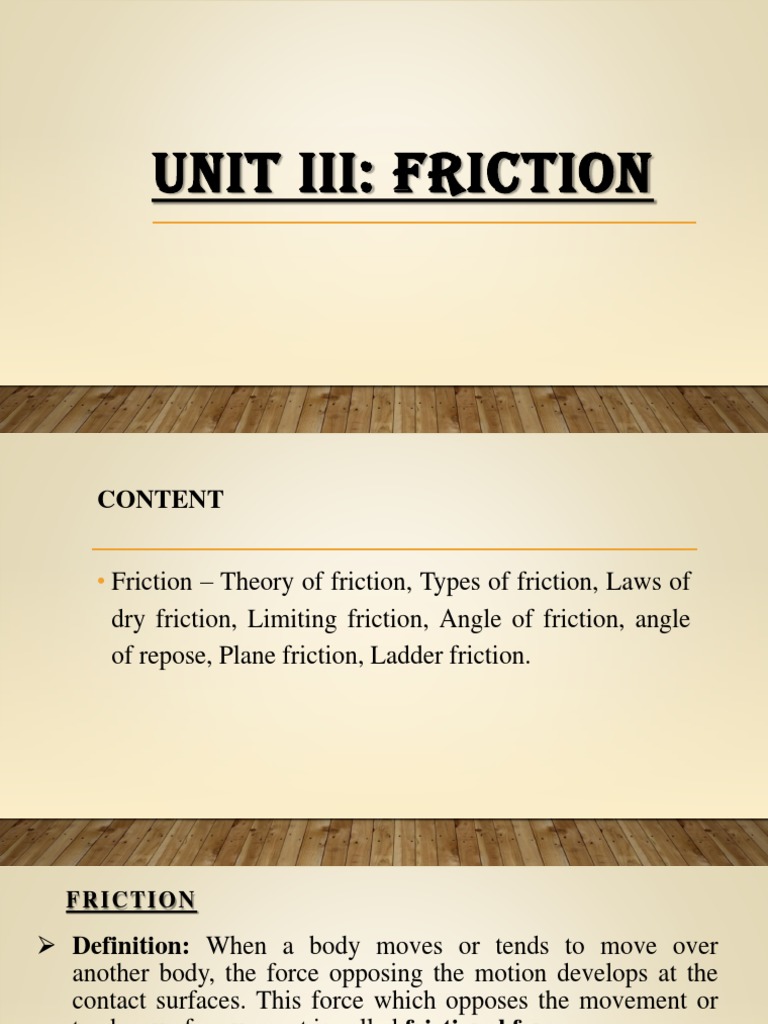 Unit 3 (Friction) PDF | PDF | Friction | Force