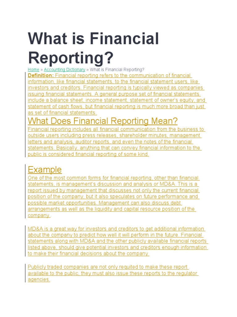 Understanding Financial Reporting Basics | PDF | Dividend | Price ...