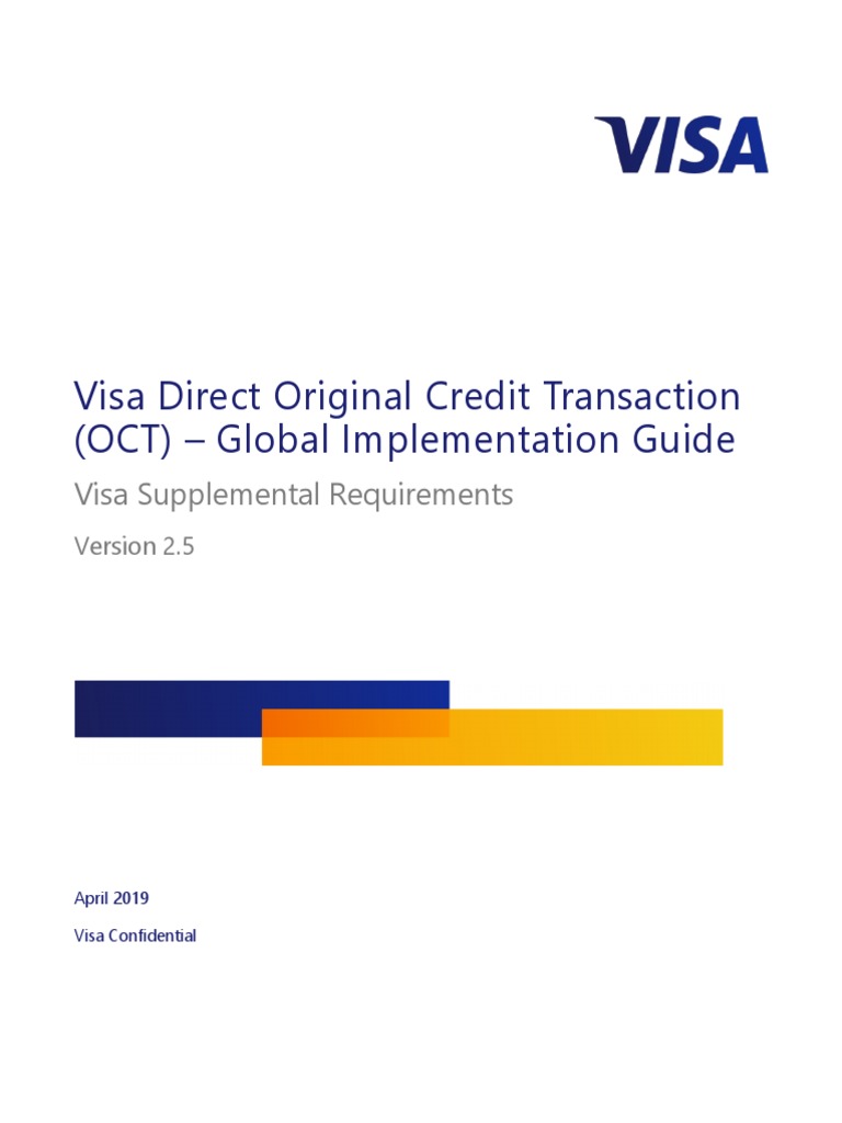 Visa Direct Original Credit Transaction PDF | PDF | Visa Inc. | Credit Card