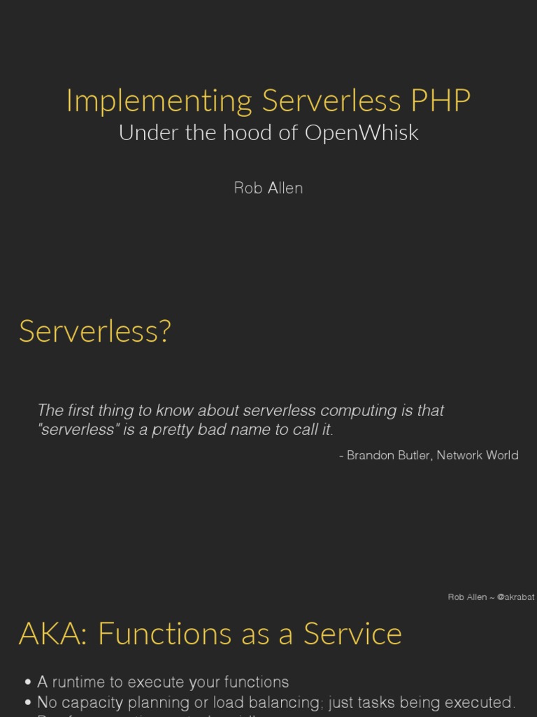 Implementing Serverless Php Under The Hood Of Openwhisk Pdf Software Architecture