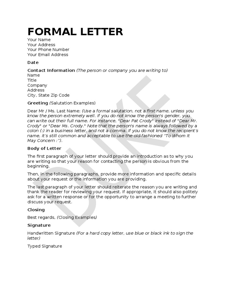 Formal Letter | PDF | Written Communication | Communication