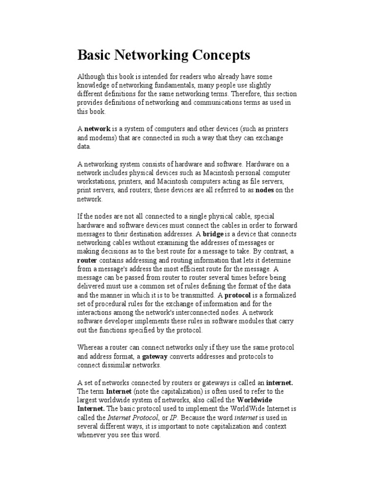 Basic Networking Concepts | PDF | Osi Model | Internet Protocol Suite