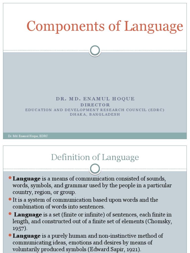 Components of Language: Dr. Md. Enamul Hoque | Download Free PDF ...