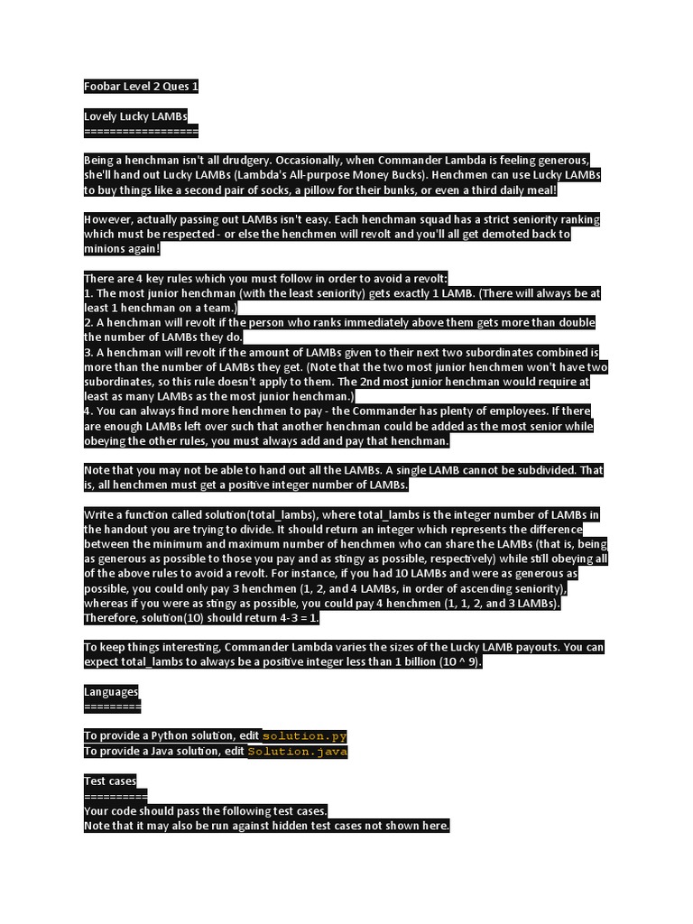Foobar Level 2 q1 | PDF | Python (Programming Language) | Theoretical ...