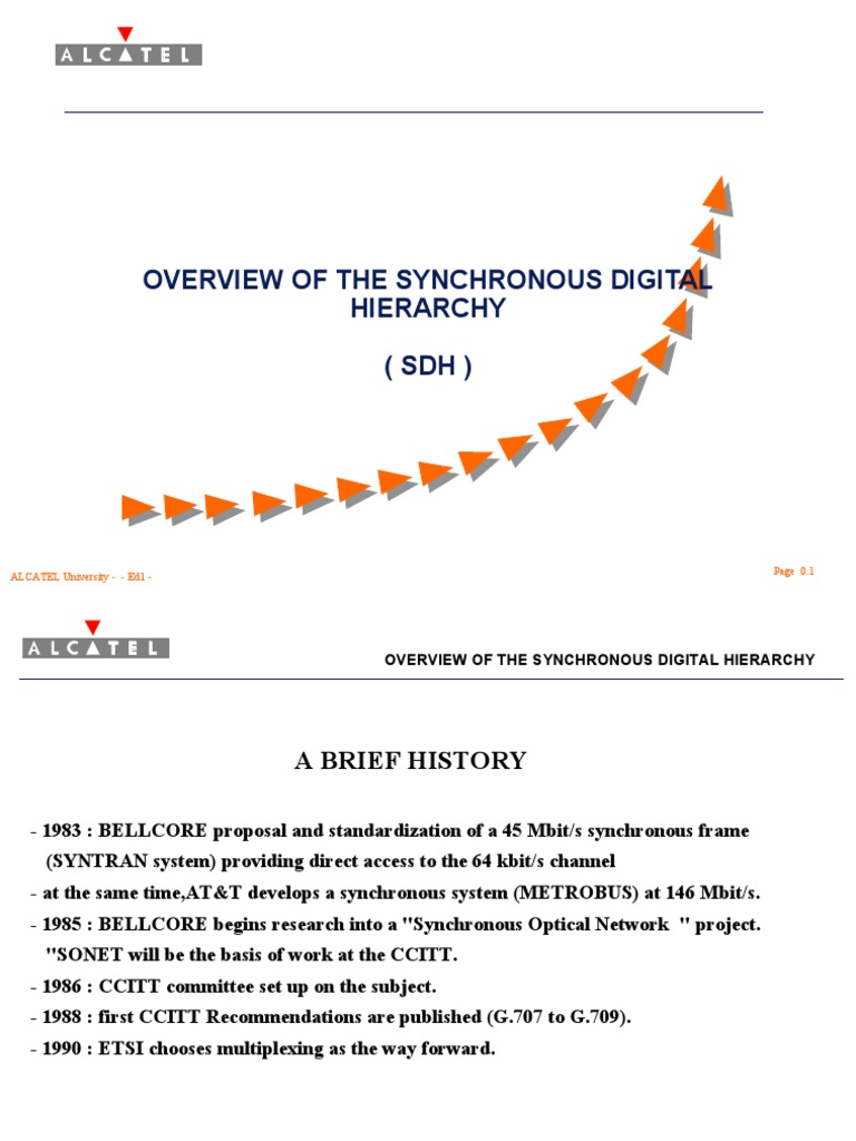Overview of The Synchronous Digital Hierarchy (SDH) : ALCATEL University - Ed1 | PDF | Service ...