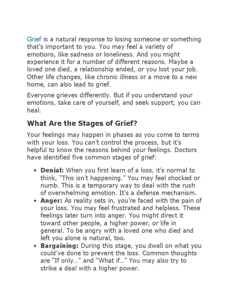 What Are The Stages of Grief? | PDF | Kübler Ross Model | Grief