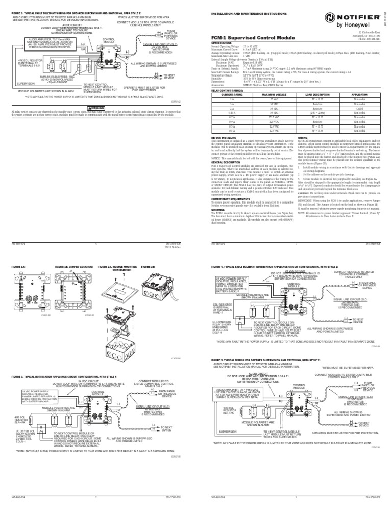 FCM-1 Supervised Control Module | PDF | Relay | Electrical Wiring