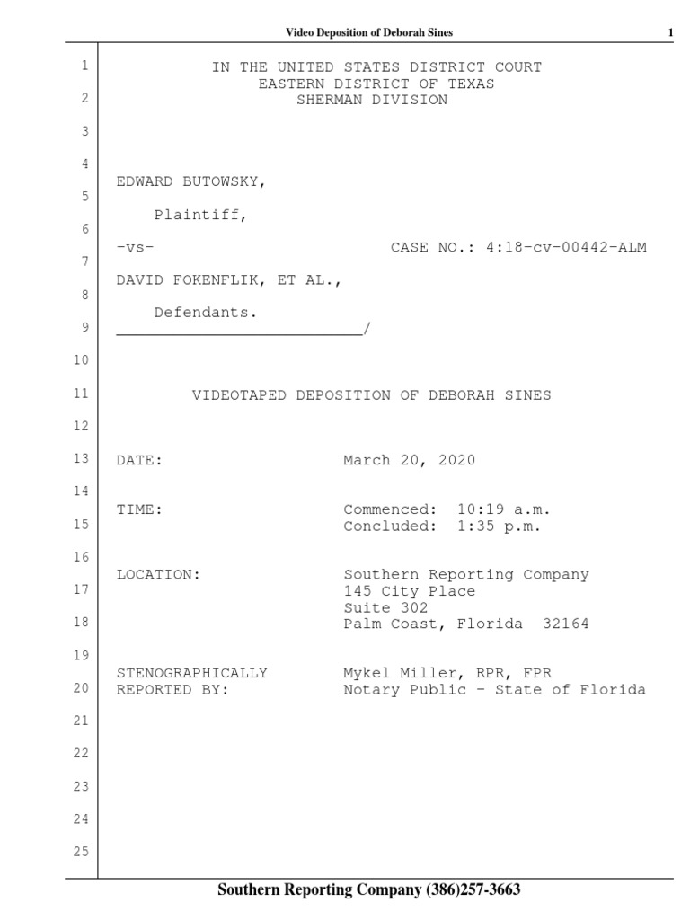 Testimony by Former Assistant US Attorney Deborah Sines in Ed Butowsky ...