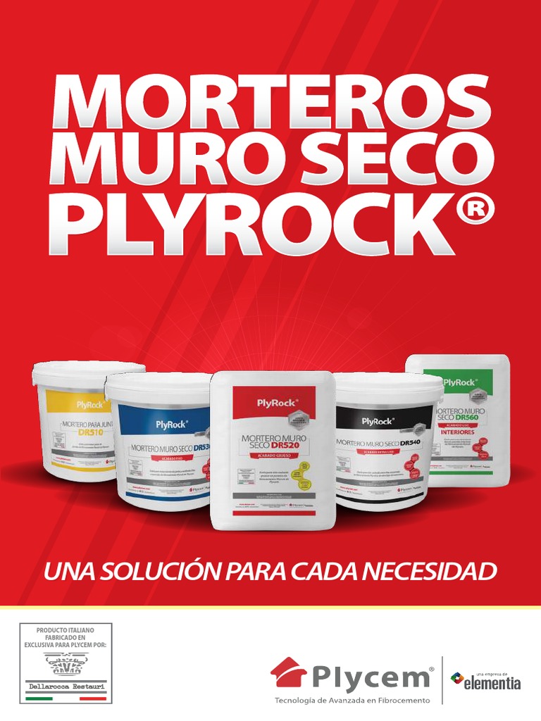 Morteros Muro Secos Plyrock - Plycem | PDF | Agua | Materiales