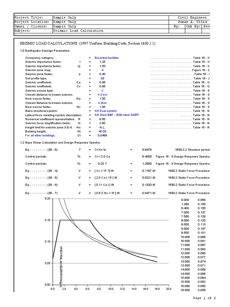 Seismic Load Calculation | PDF | Geotechnical Engineering | Applied And ...