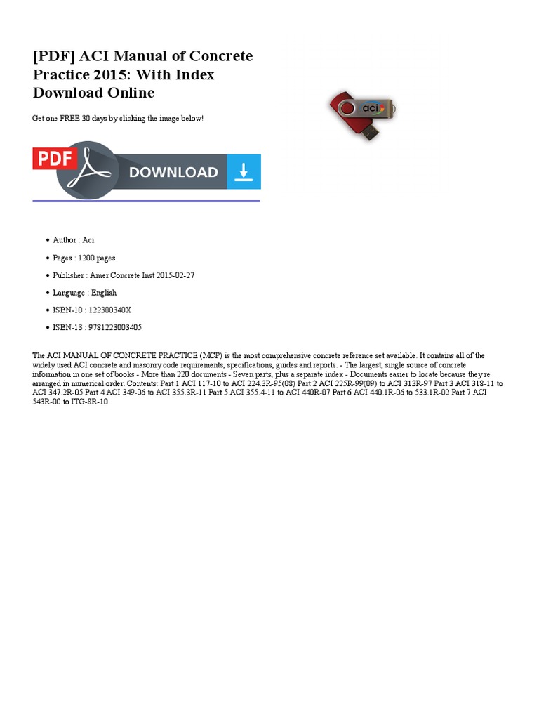 ACI Manual of Concrete | PDF | E Books | Information Science