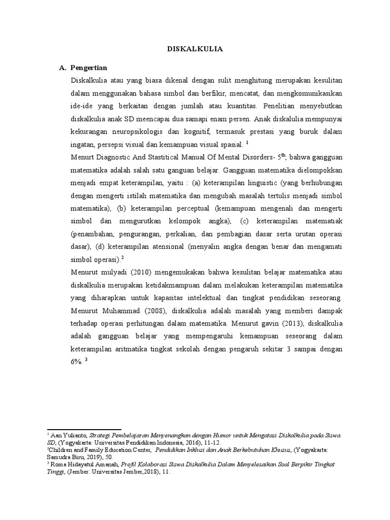 Diskalkulia: Pengertian dan Cara Mengatasi | PDF