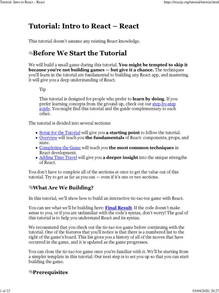 Getting Started React Pdf Java Script Programming Paradigms