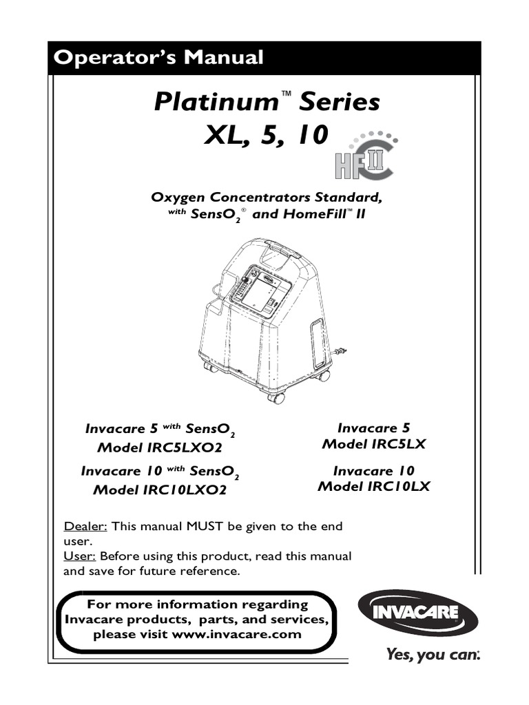 Invacare Platinum Series - Operator's Manual | PDF | Flow Measurement ...
