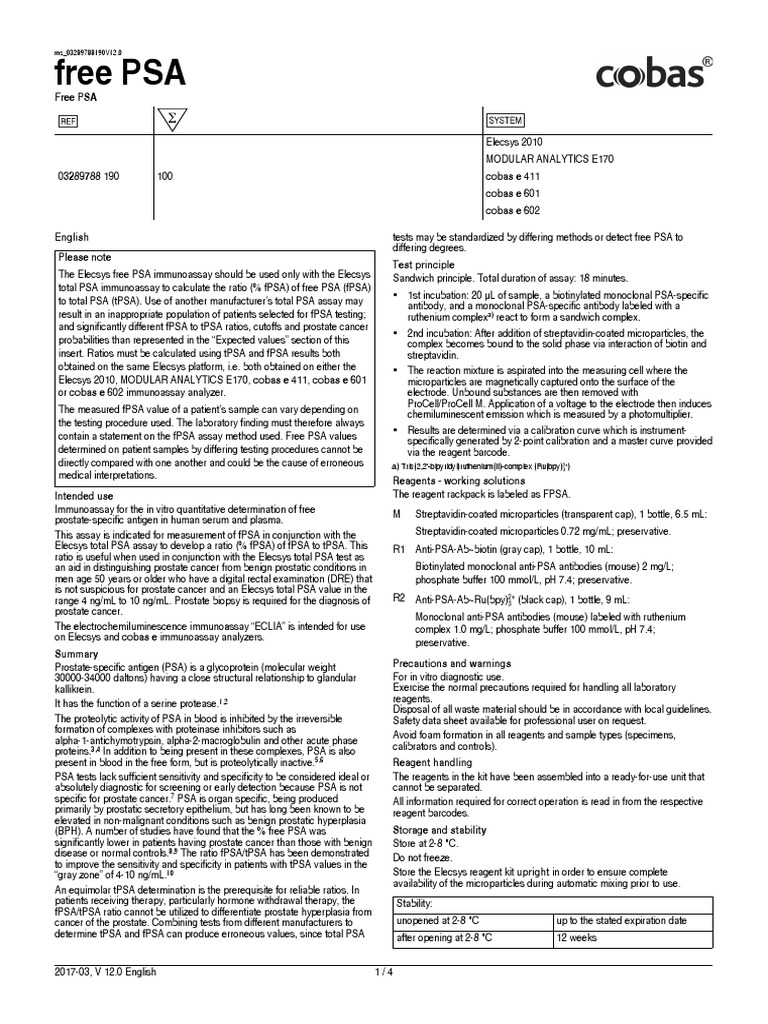 Free Psa PDF | PDF | Prostate Specific Antigen | Immunoassay