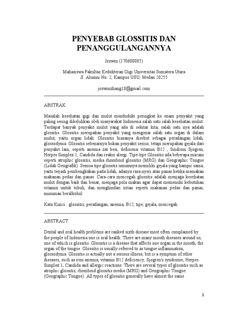 Penyebab dan Jenis Glossitis | PDF