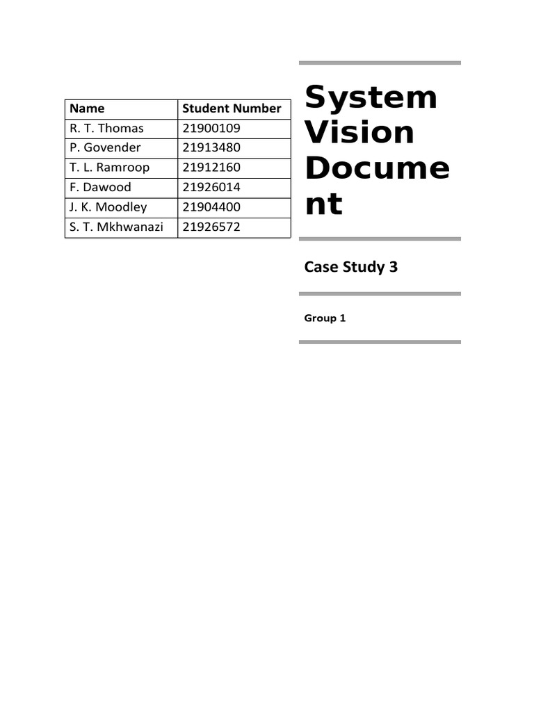 System Vision Docume NT: Case Study 3 | PDF | Sales | Prices