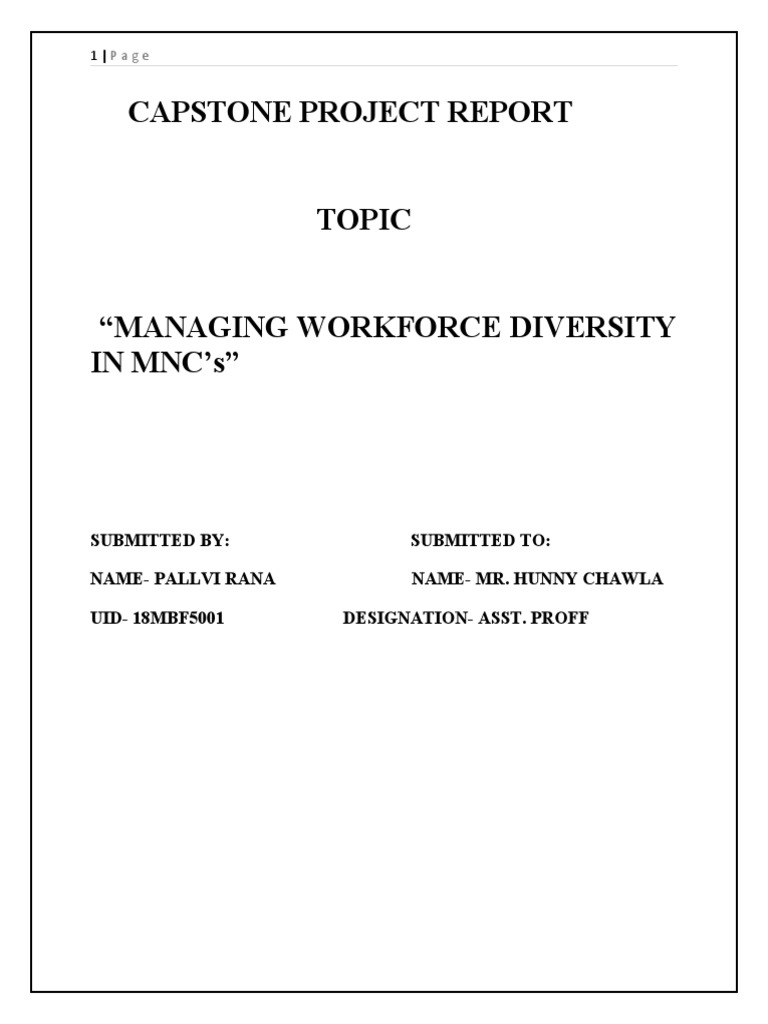 Capstone Project Report | PDF | Diversity (Business) | Multiculturalism