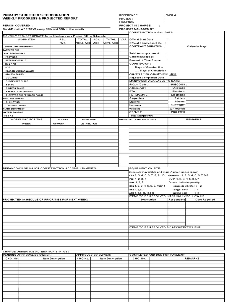 WPR Blank Form | PDF | Art Media | Structural Engineering