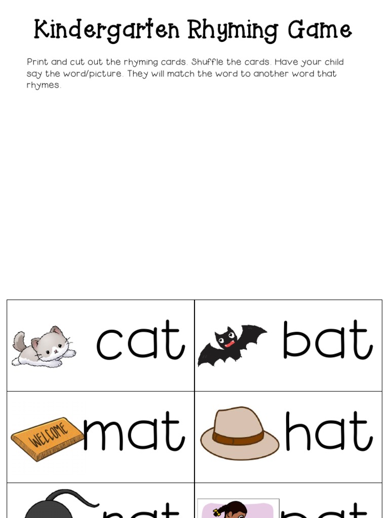 Kindergarten Rhyming | PDF