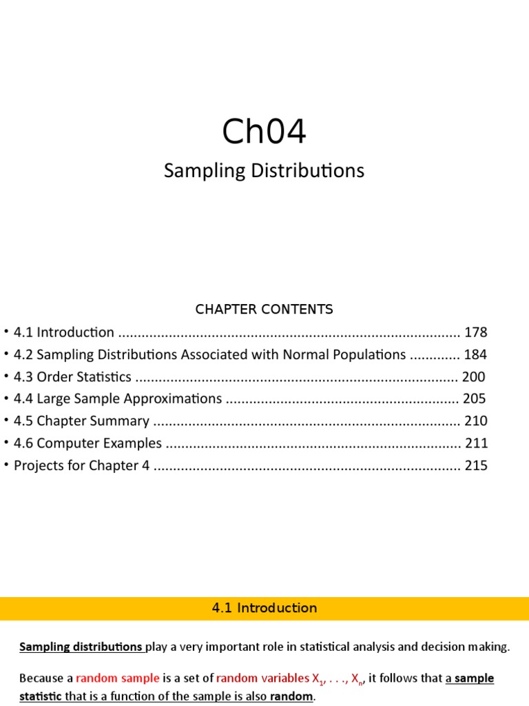 ch04 Sampling Distributions | PDF | Normal Distribution | Variance