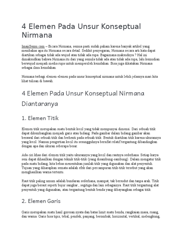 4 Elemen Pada Unsur Konseptual Nirmana | PDF