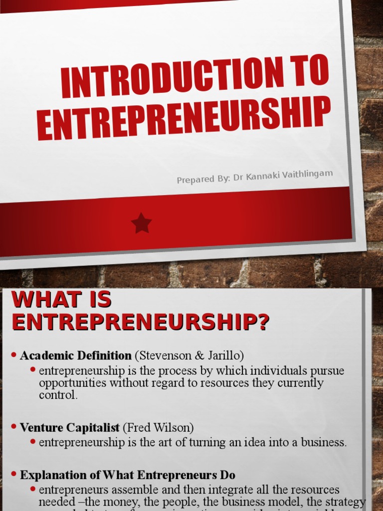 Introduction To Entrepreneurship | PDF | Entrepreneurship | Business