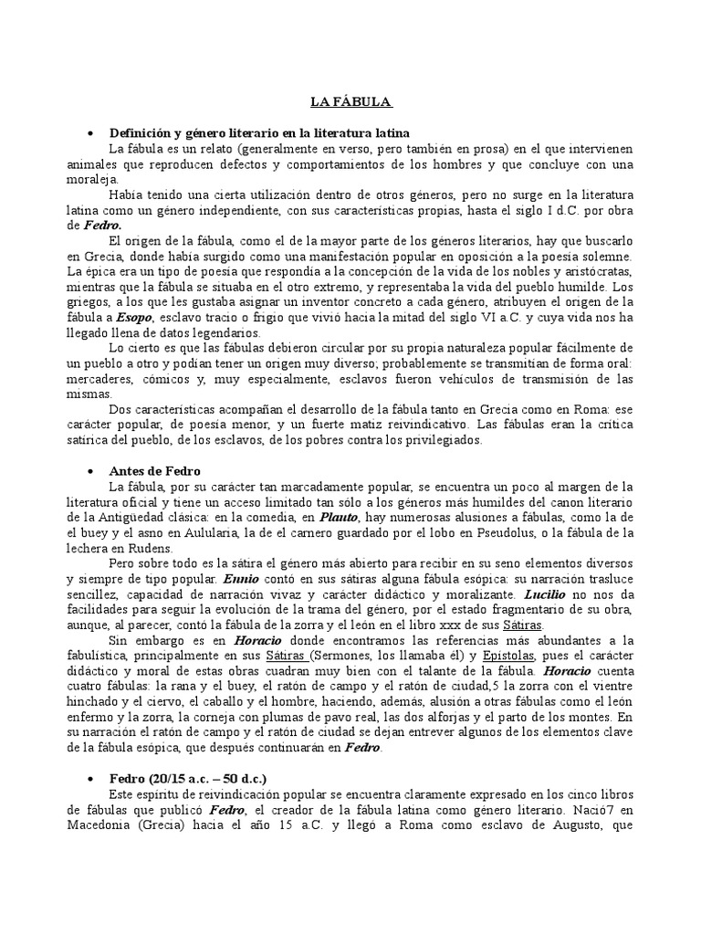 La Fábula: Origen y Evolución | PDF | Esopo | Fábula