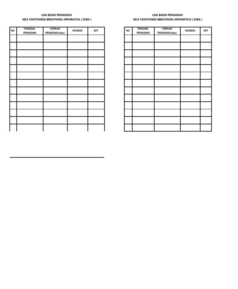 SCBA Filling Log Book Template | PDF