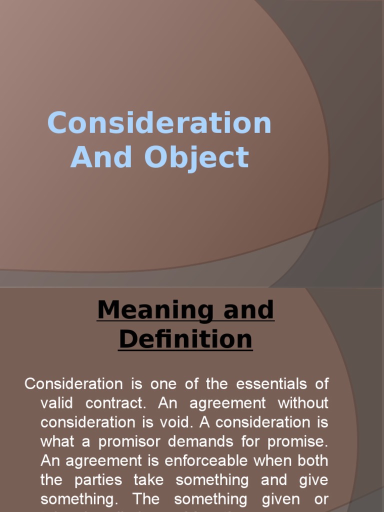 CH 3-Consideration and Object | PDF | Consideration | Business Law