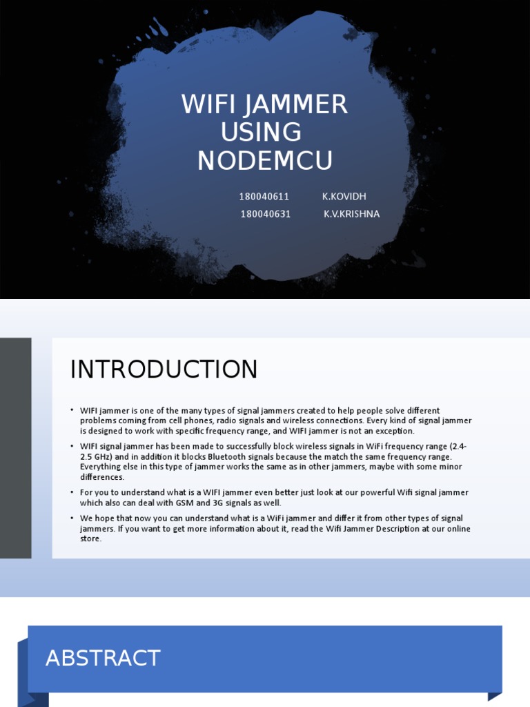 Detection and Impact of WiFi Jamming Attacks Using a NodeMCU and Proposing a Real-Time Jamming ...
