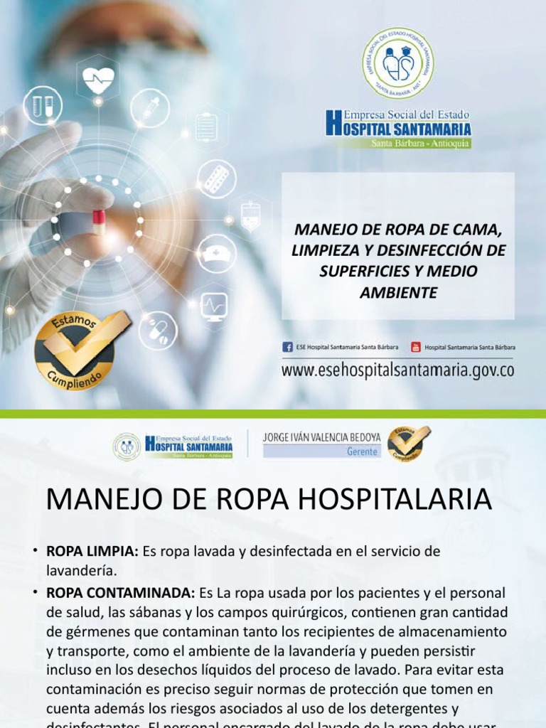 Manejo de Ropa Hospitalaria, Protocolo de Limpieza y Desinfección | PDF | Desinfectante | Residuos