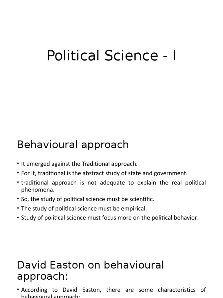 Behavioralism and Post-Behavioralism in Politics | PDF | Political ...