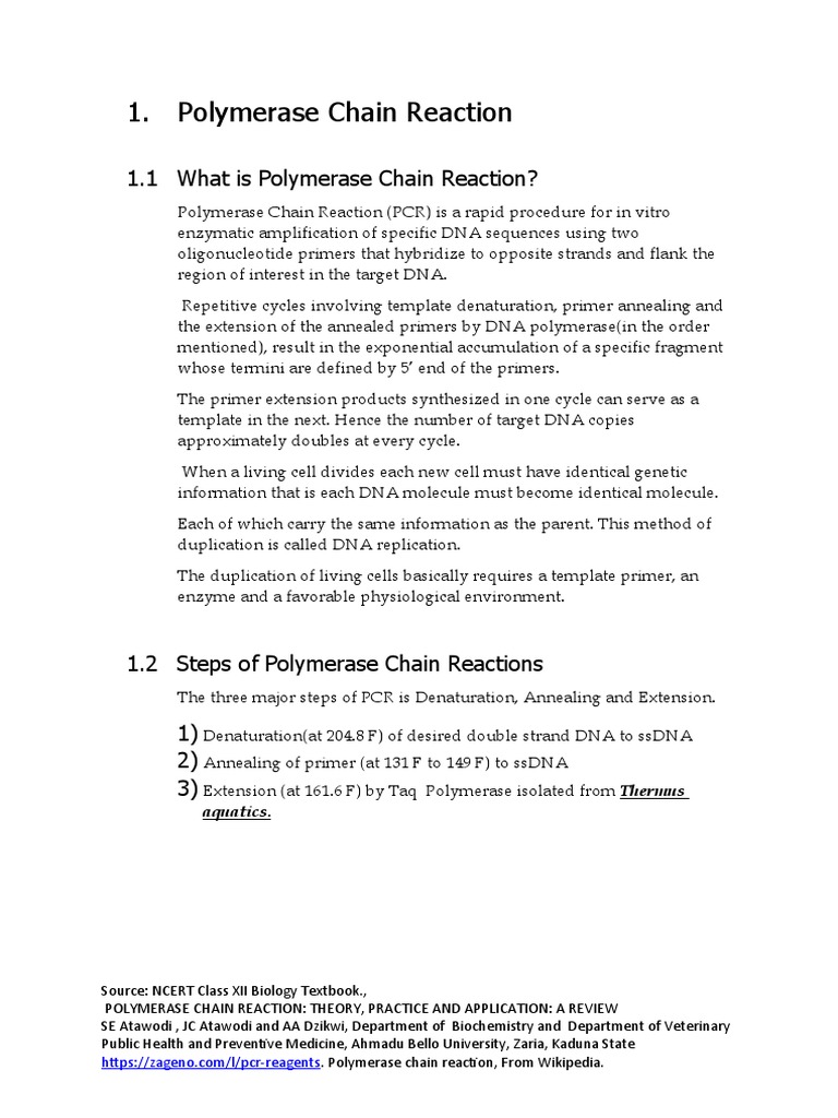 Polymerase Chain Reaction | PDF | Polymerase Chain Reaction | Primer (Molecular Biology)