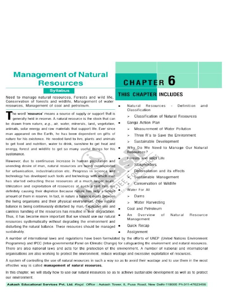 Biology (6) - Management of Natural Resources | PDF