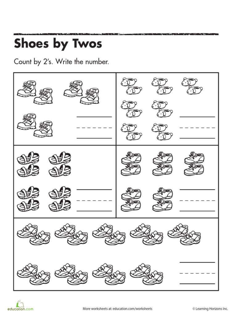 Shoes by Twos: Count by 2's. Write The Number | PDF