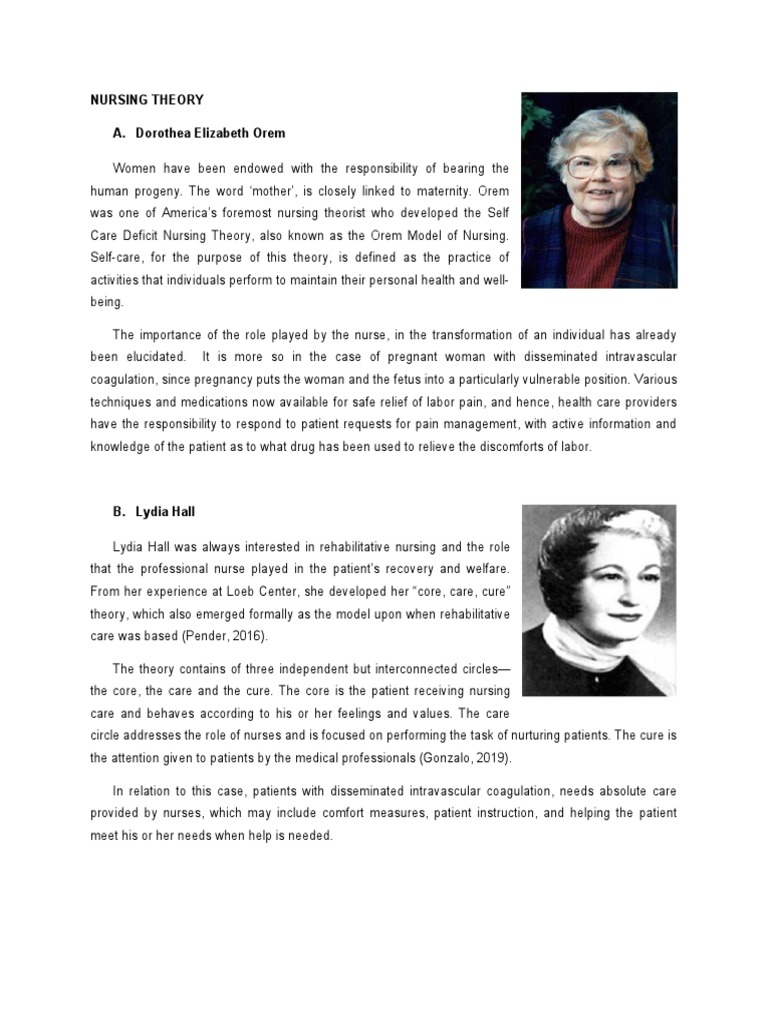 Nursing Theory A. Dorothea Elizabeth Orem | PDF