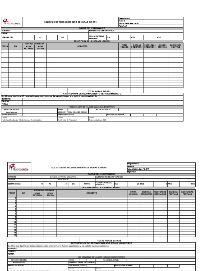 Formato de Horas Extras | PDF