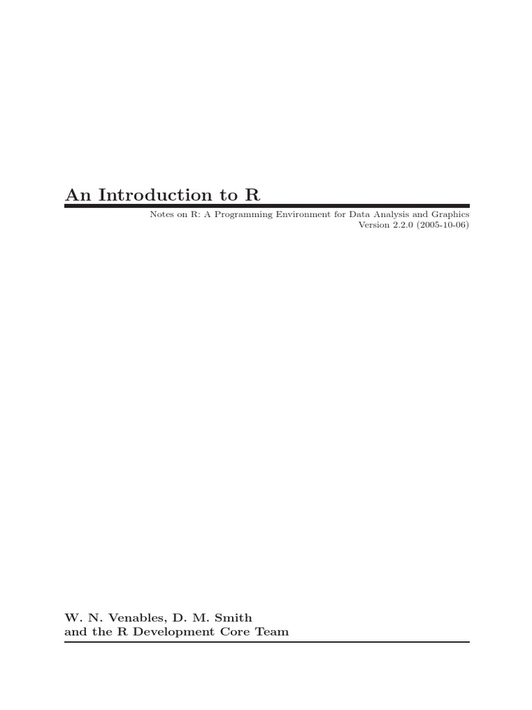 An Introduction To R-W. N. Venables PDF | PDF | R (Programming Language ...