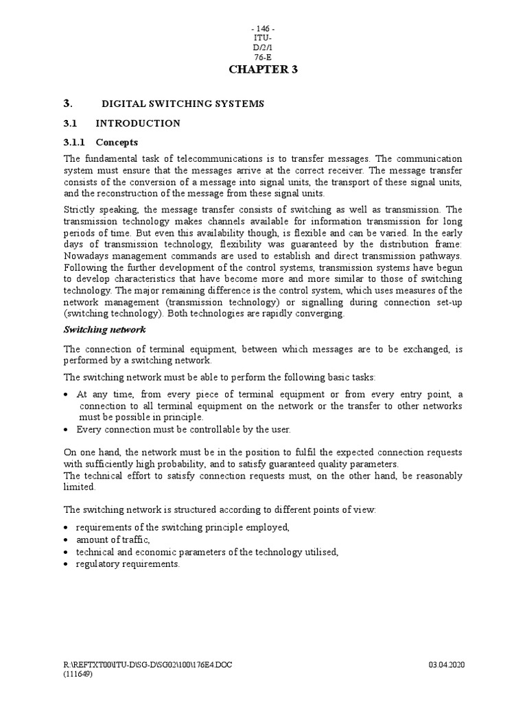 Digital Switching Systems 3.1 3.1.1 Concepts | PDF | Telephone Exchange ...