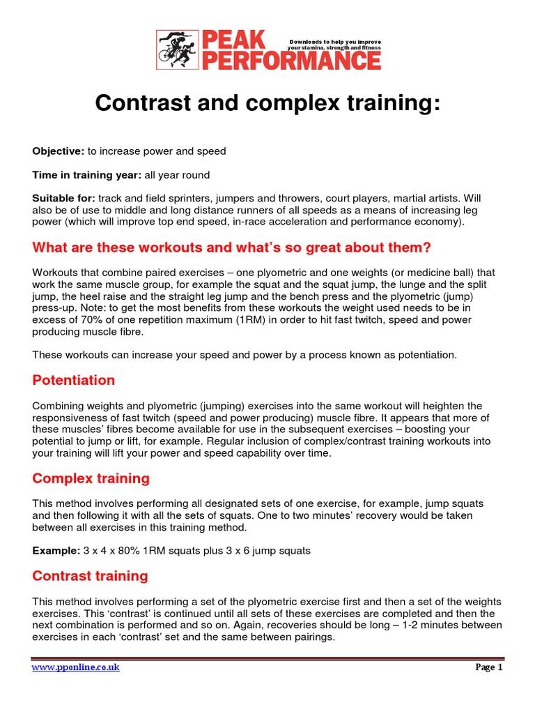 Contrast and Complex Training:: What Are These Workouts and What's So ...