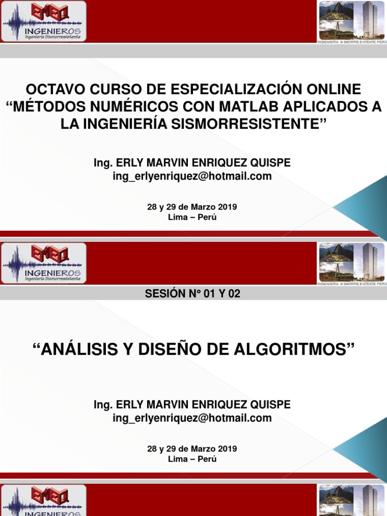 Métodos Numéricos Con Matlab - Sesión 01 y 02 PDF | PDF | Algoritmos | Concreto reforzado
