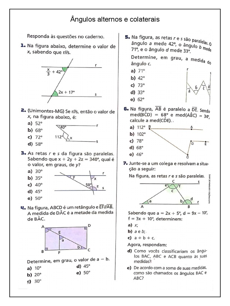Ângulos Alternos e Colaterais | PDF