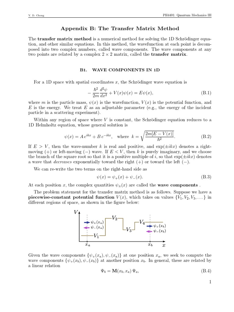 Transfer Matrix Method in Quantum Mechanics | PDF | Wave Function ...