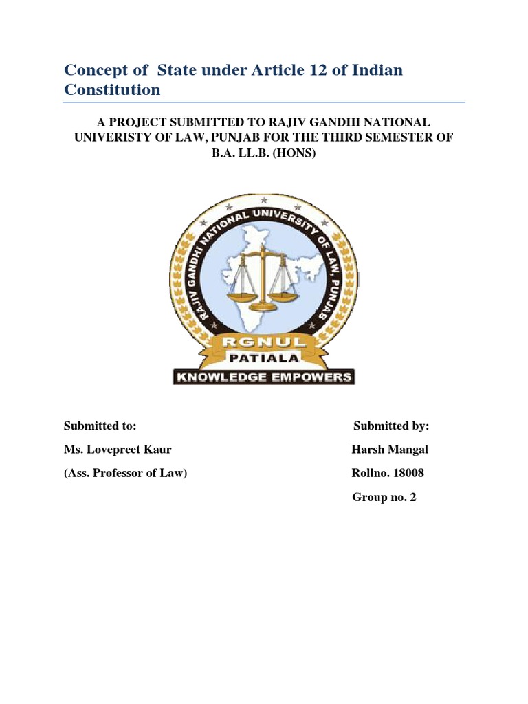 Concept of State under Article 12 | PDF | Constitution | European ...