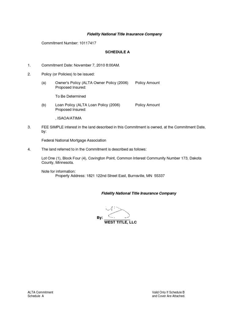 Title Insurance Commitment | PDF | Title Insurance | Mortgage Law