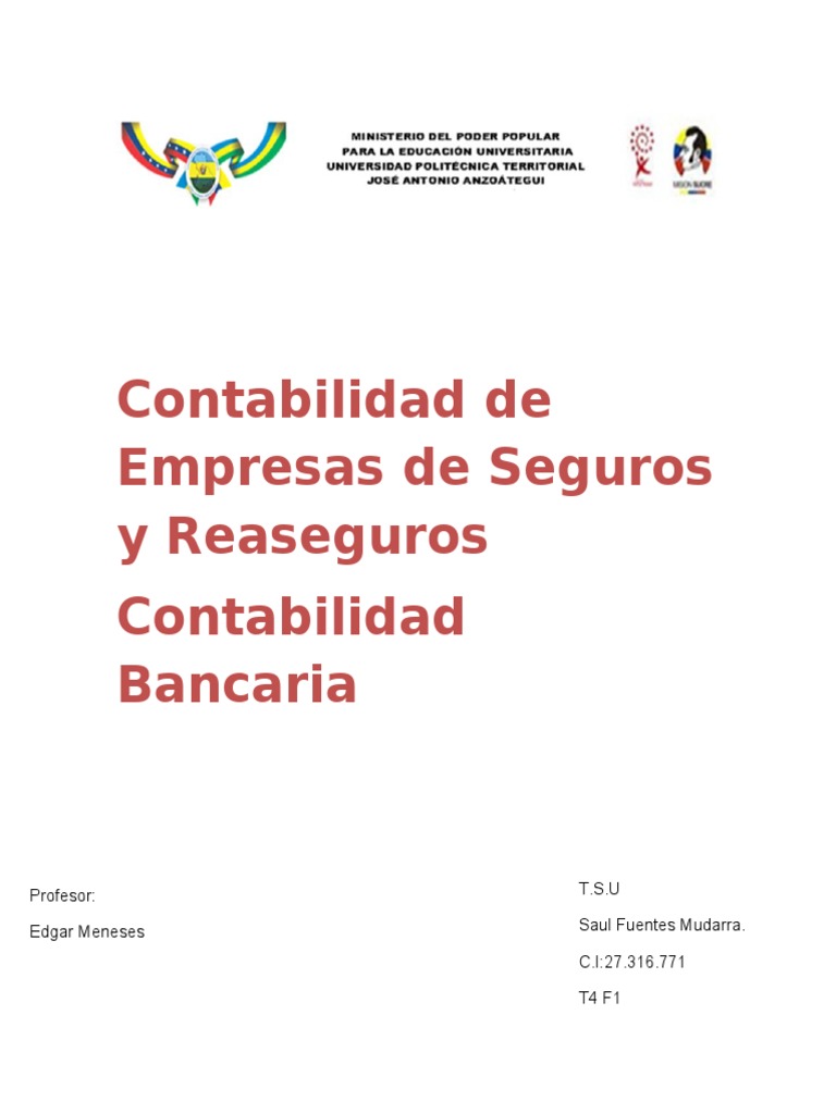 Ensayo Sobre La Contabilidad Bancaria y La Contabilidad en Las Empresas de Seguros | PDF ...