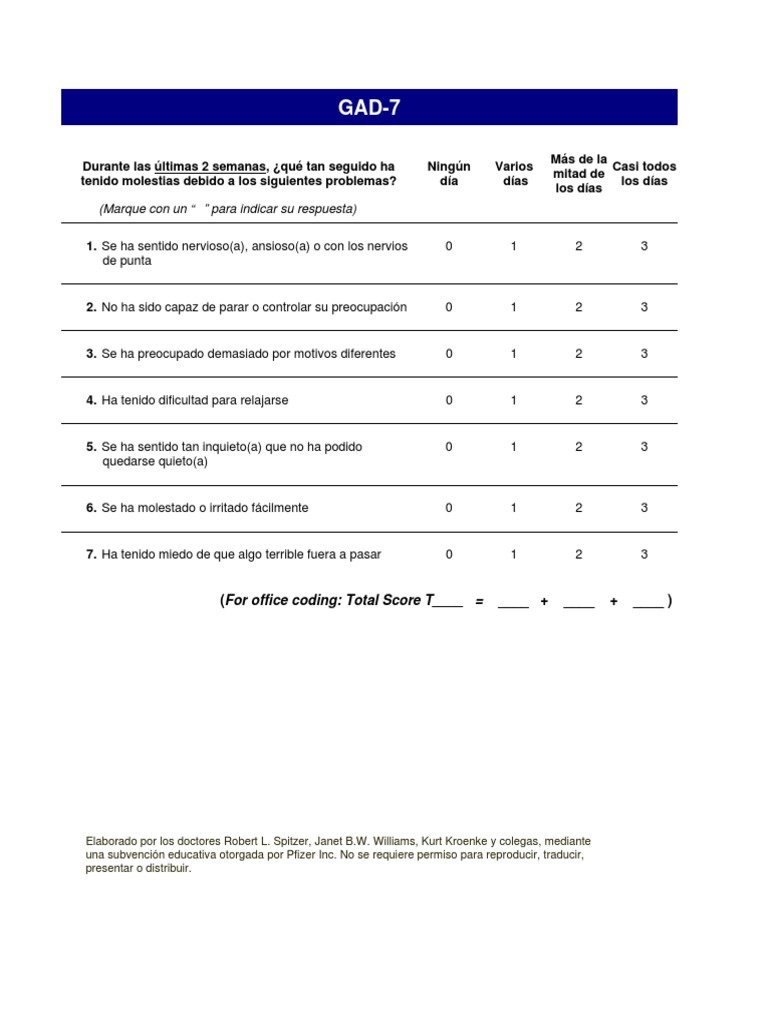 Gad7 Evaluación PDF | PDF