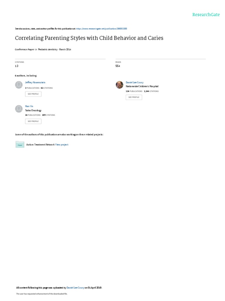 Correlating Parenting Styles With Child Behavior A | PDF | Parenting | Relationships