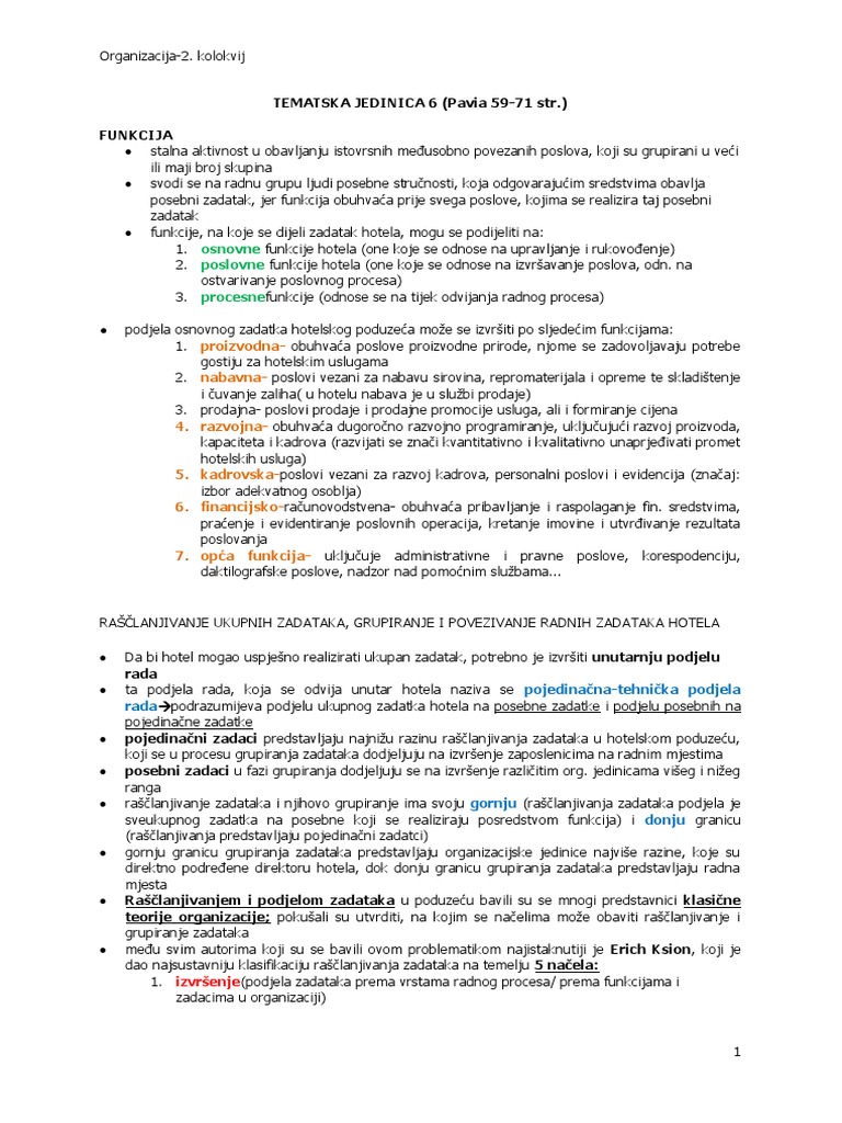 Organizacija - 2. Kolokvij - Skripta 1 | PDF